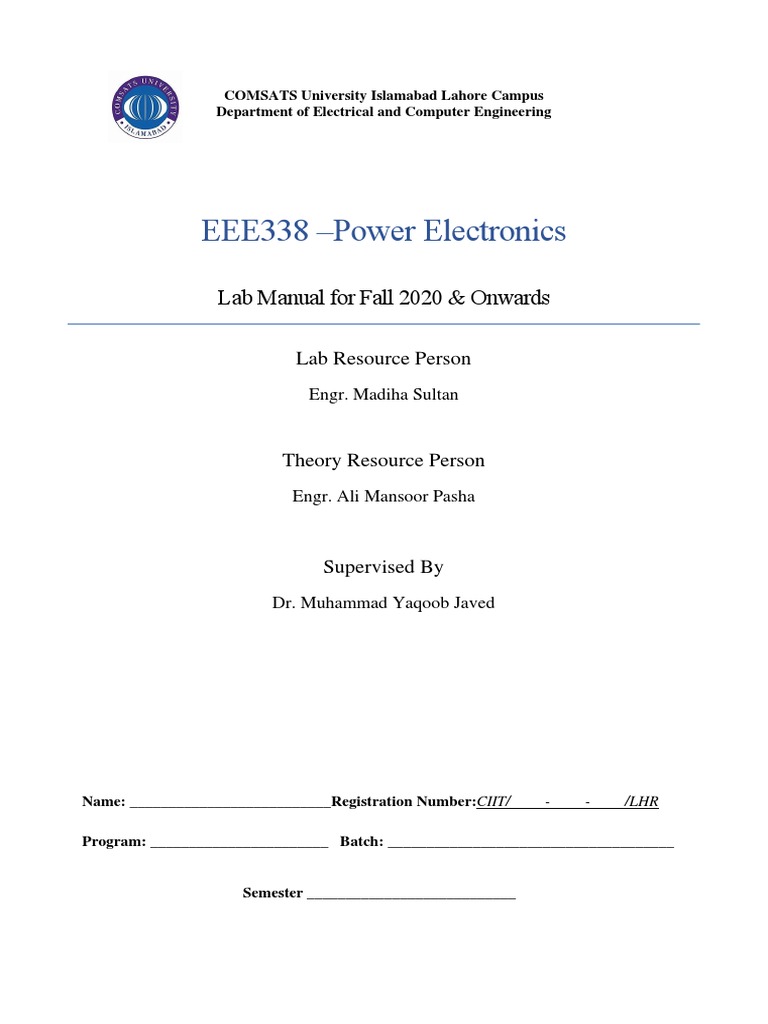 EEE-338 Power Electronics Lab Manual FAll2021 | PDF | Rectifier | Power Electronics