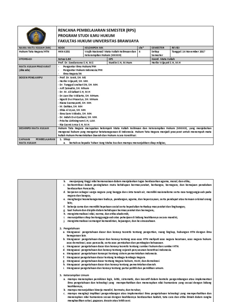 RPS Hukum Tata Negara (HTN) | PDF