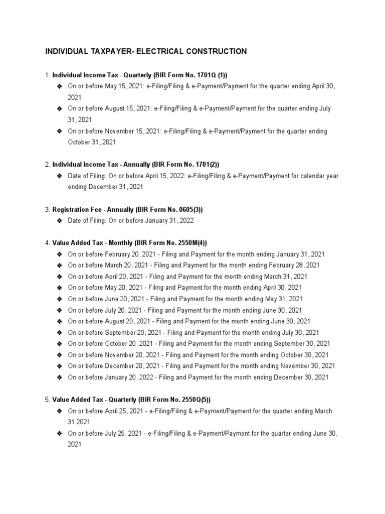 G4-Strataxman-Bir Form and Deadlines | PDF | Taxpayer | Policy