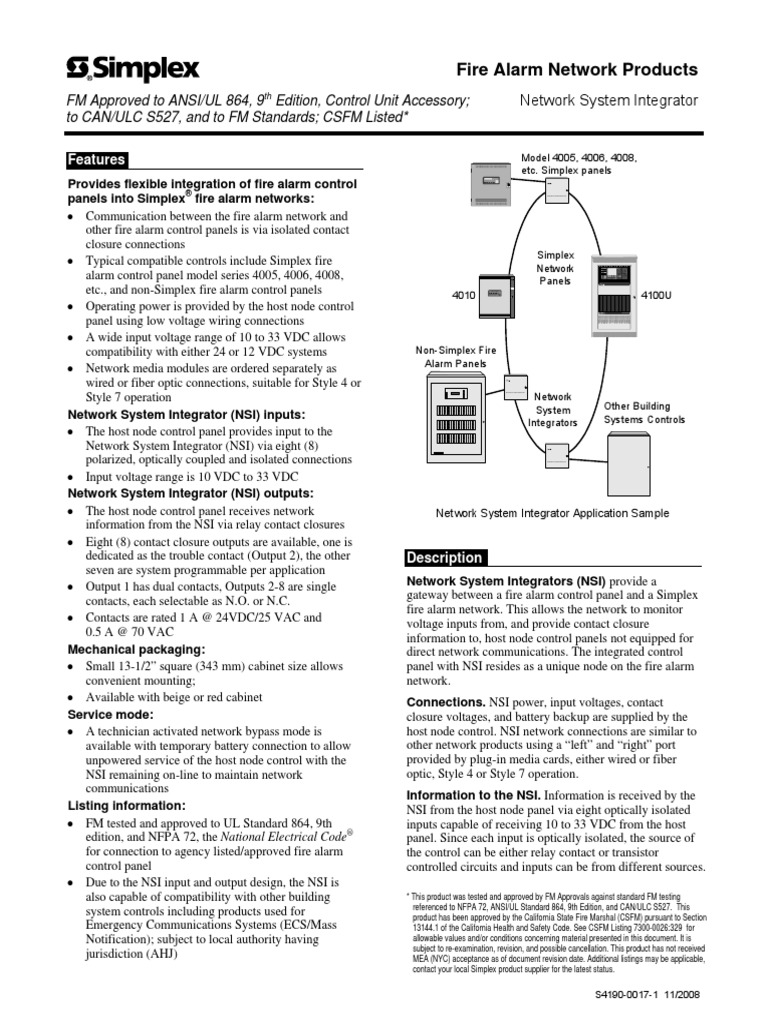 Simplex Network System Integrator | PDF | Relay | Electrical Wiring