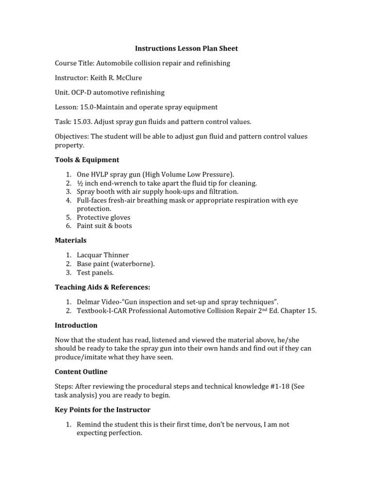 Instructions Lesson Plan Sheet | PDF | Nature