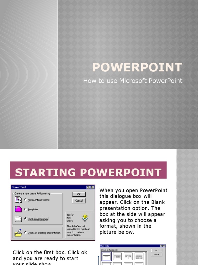 Microsoft PowerPoint Basics Guide | PDF | Button (Computing) | Cursor ...
