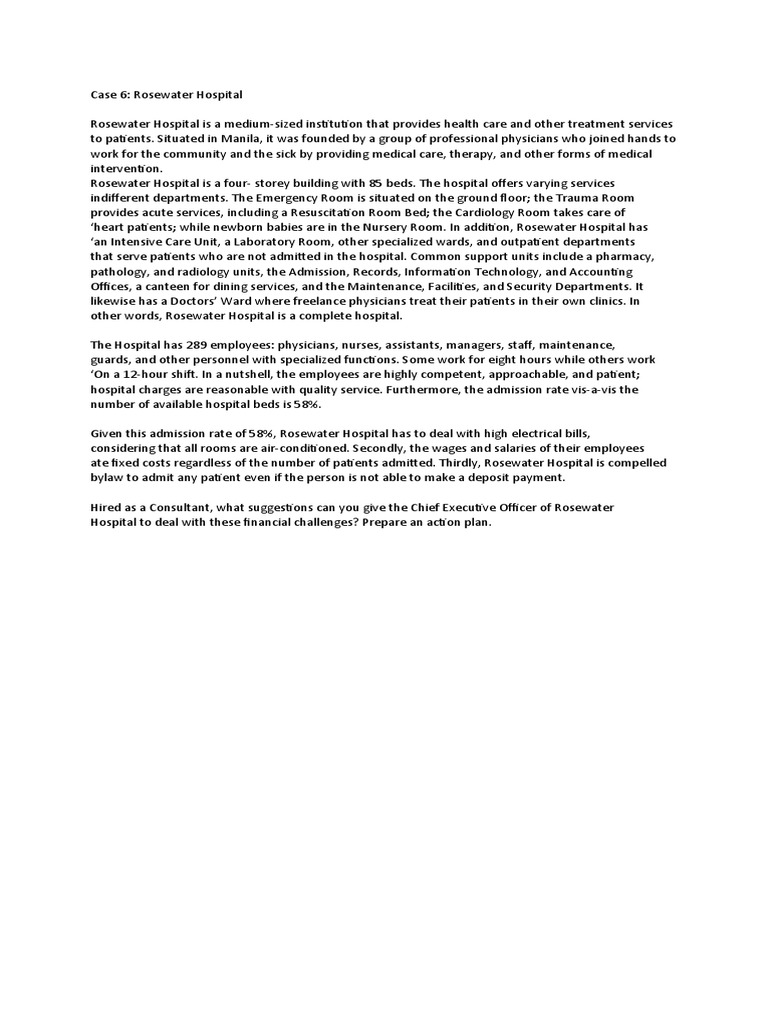 Financial Strategy for Rosewater Hospital | PDF