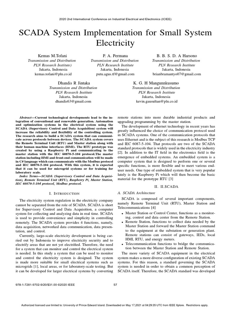 SCADA Impementation For Small System Electricity | PDF | Scada | Computer Networking