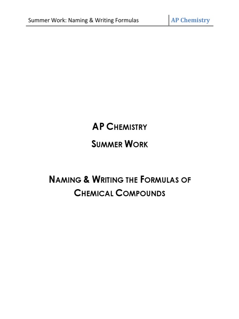 AP Chemistry: Naming & Formulas Guide | PDF | Chemical Compounds | Ion