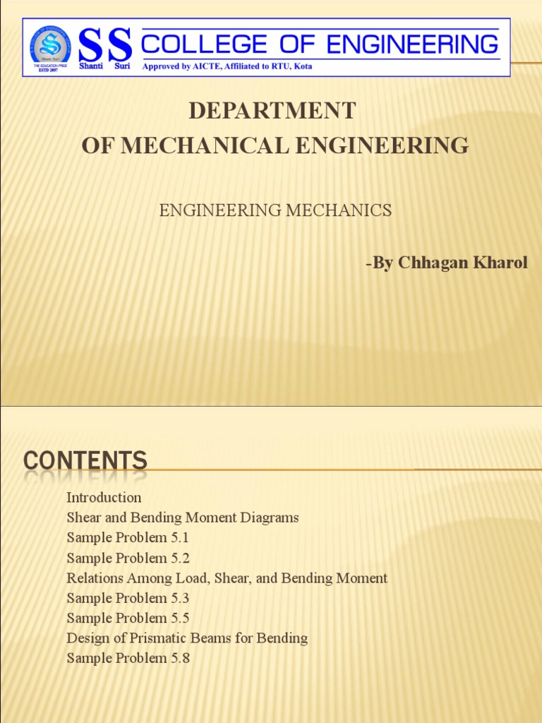 Department of Mechanical Engineering | Download Free PDF | Bending ...