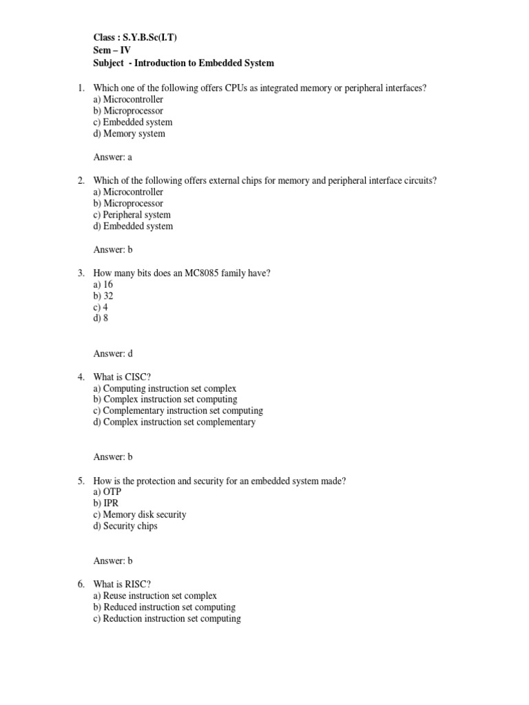 IES Sample MCQ-01 | PDF | Embedded System | Computer Memory