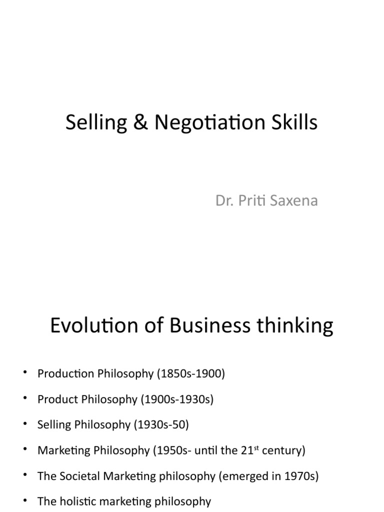 Selling & Negotiation Skills | PDF | Negotiation | Sales