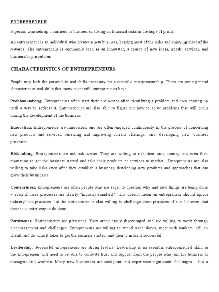 ENTREPRENEURSHIP-DEVELOPMENT Notes | PDF | Entrepreneurship | Risk