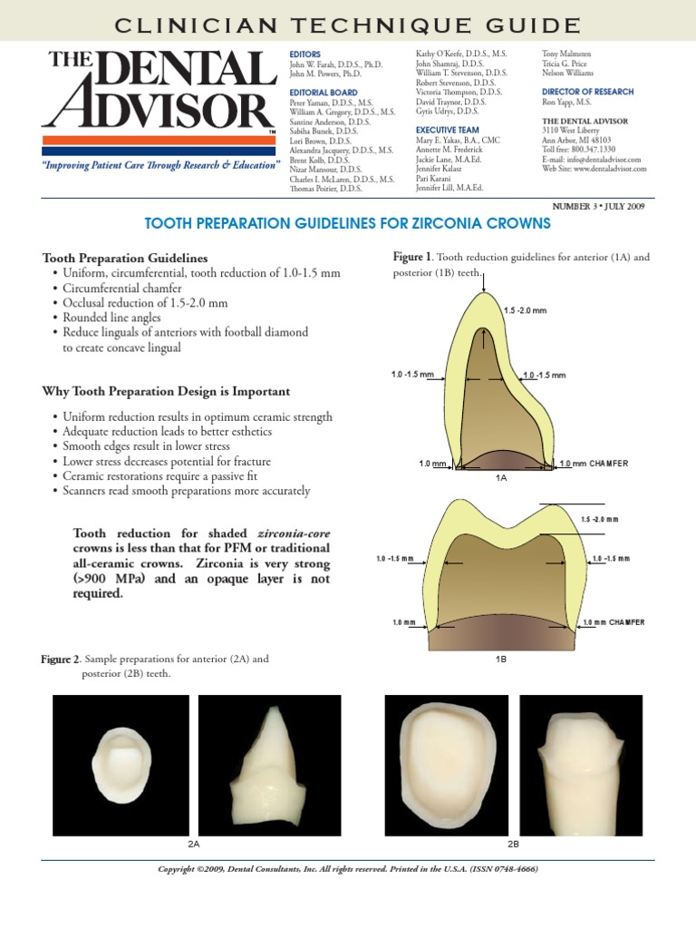 Tooth Preparation Guidelines For Zirconia Crowns | PDF | Health Care ...