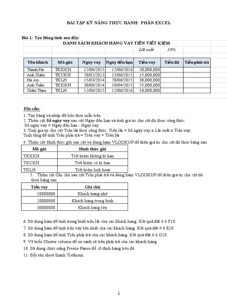 Bai Tap TH THQL - Phan Excel | PDF