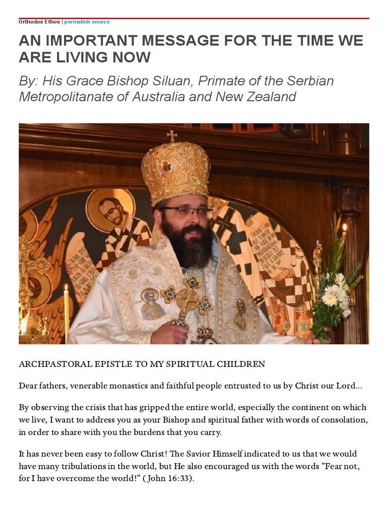 AN IMPORTANT MESSAGE FOR THE TIME WE ARE LIVING NOW - Orthodox Ethos ...