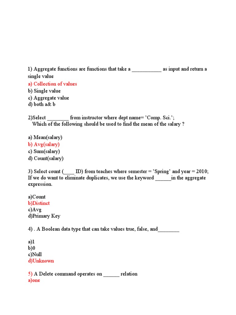 A) Collection of Values | PDF | Relational Database | Computer Science