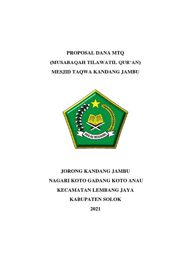 Proposal Dana MTQ KDJ | PDF