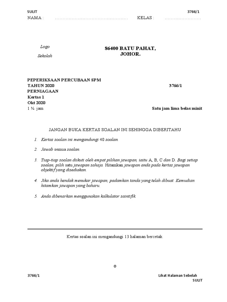 PERC PERN KERTAS 1.... Baru | PDF