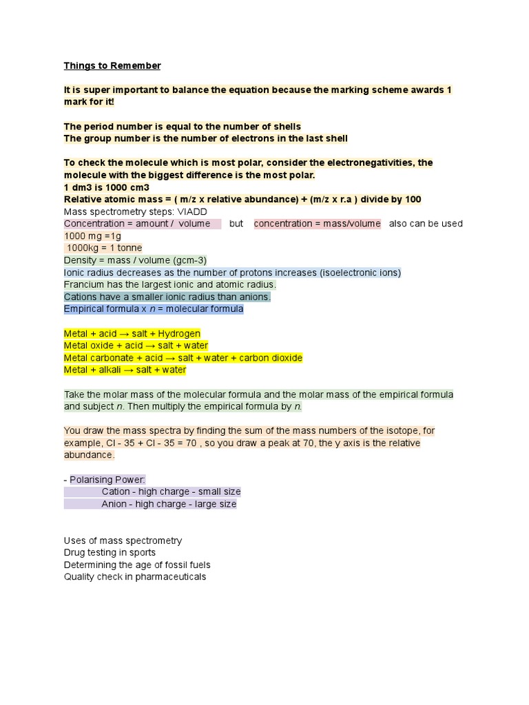 Chemistry Short Notes | PDF | Chemical Bond | Ion