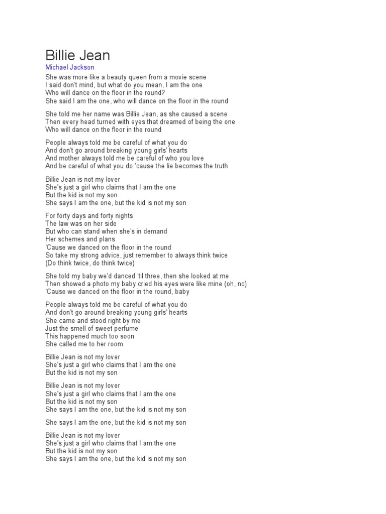 Michael Jackson - Billie Jean | PDF