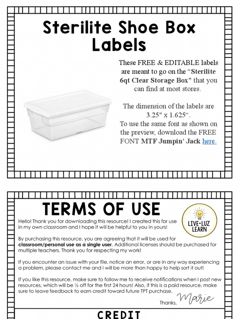 These FREE & EDITABLE Labels Aremeanttogoonthe": Sterilite 6qt Clear ...