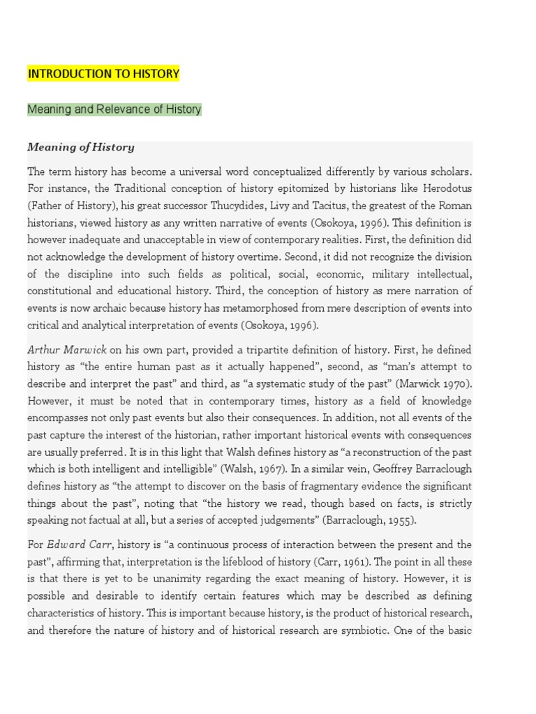 Introduction To History | PDF | Historiography | Historian