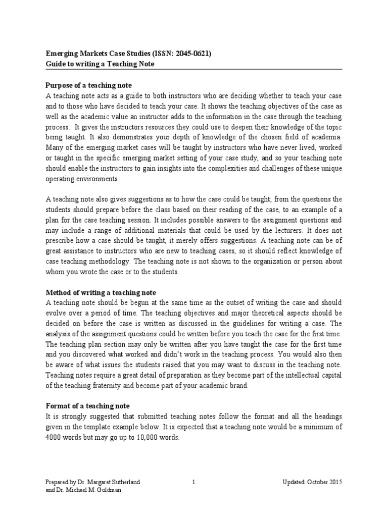 Emerging Markets Case Studies (ISSN: 2045-0621) Guide To Writing A ...