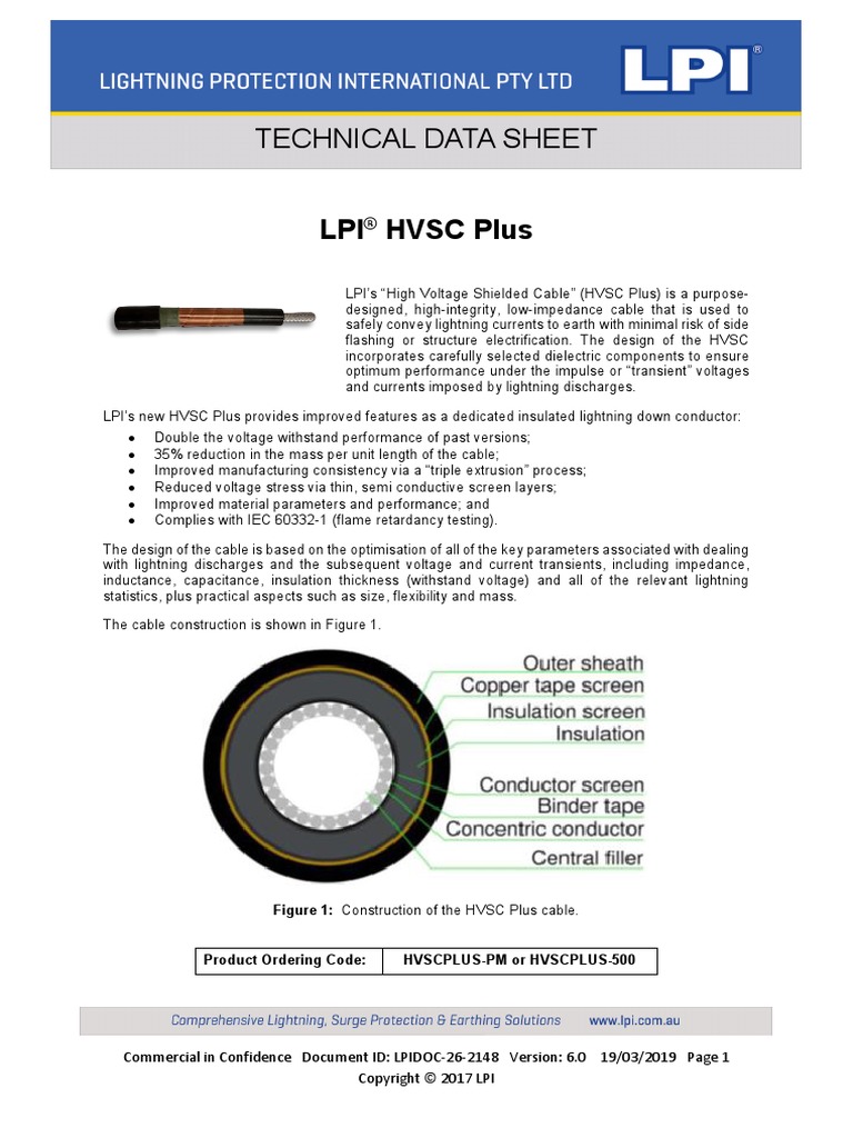Technical Data Sheet: LPI HVSC Plus | PDF | Insulator (Electricity ...