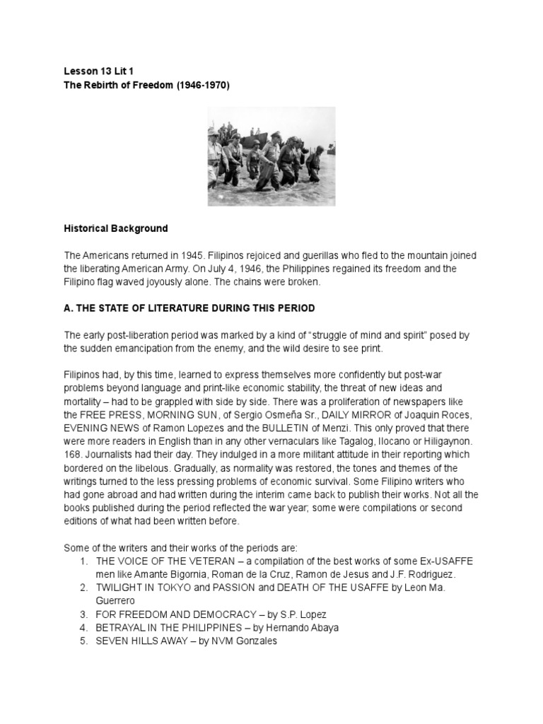 Lesson 13 The Rebirth of Freedom | PDF | Philippines