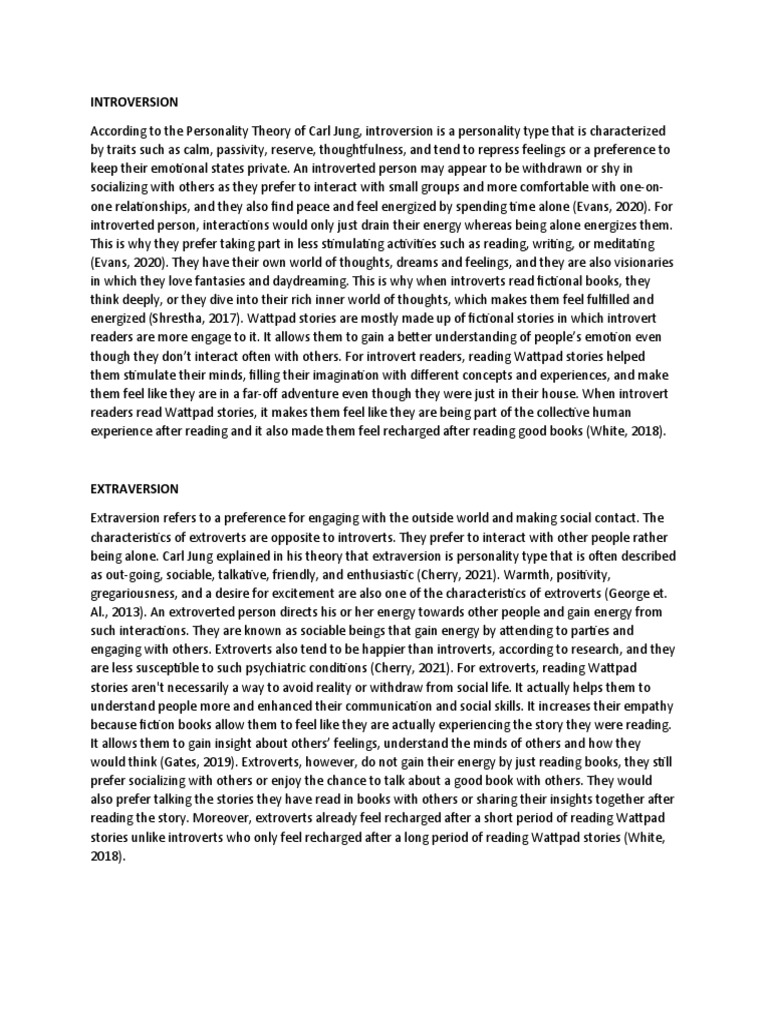 INTROVERSION and EXTRAVERSION | PDF | Extraversion And Introversion ...
