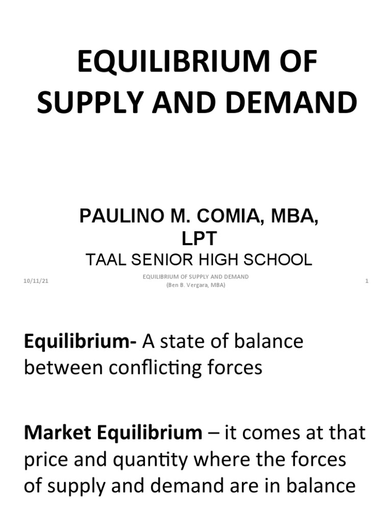 Supply and Demand Equilibrium Analysis | PDF | Economic Equilibrium ...