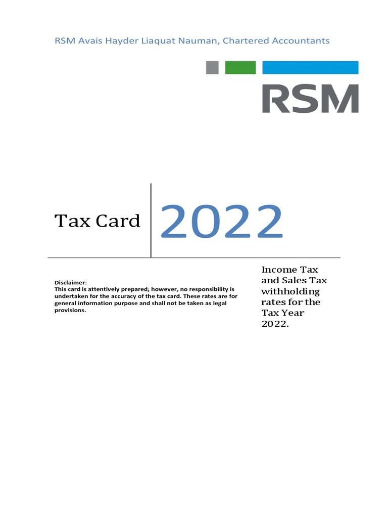 RSM Tax Card 2022 | PDF | Capital Gains Tax | Taxes
