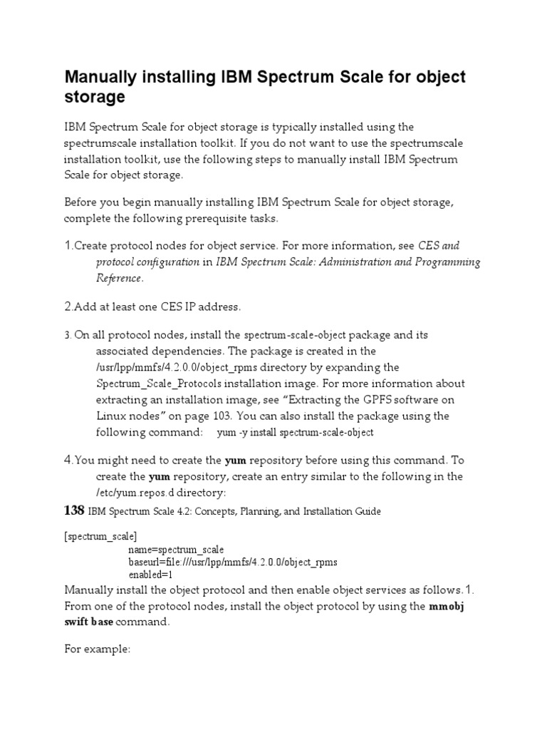 Manually Installing IBM Spectrum Scale For Object Storage | PDF | Software Repository | Software ...