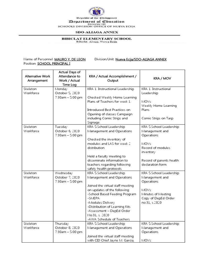 Weekly Accomplishment Report - Sample | PDF