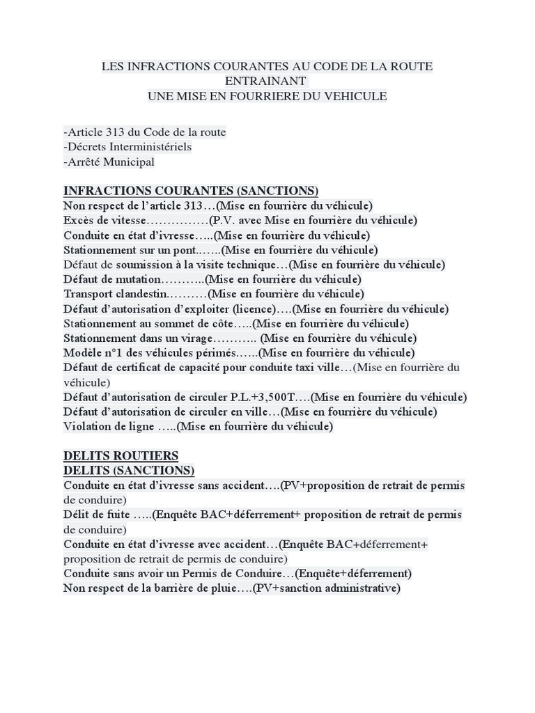 LES INFRACTIONS COURANTES AU CODE DE LA ROUTE (Madagascar) | Descargar ...