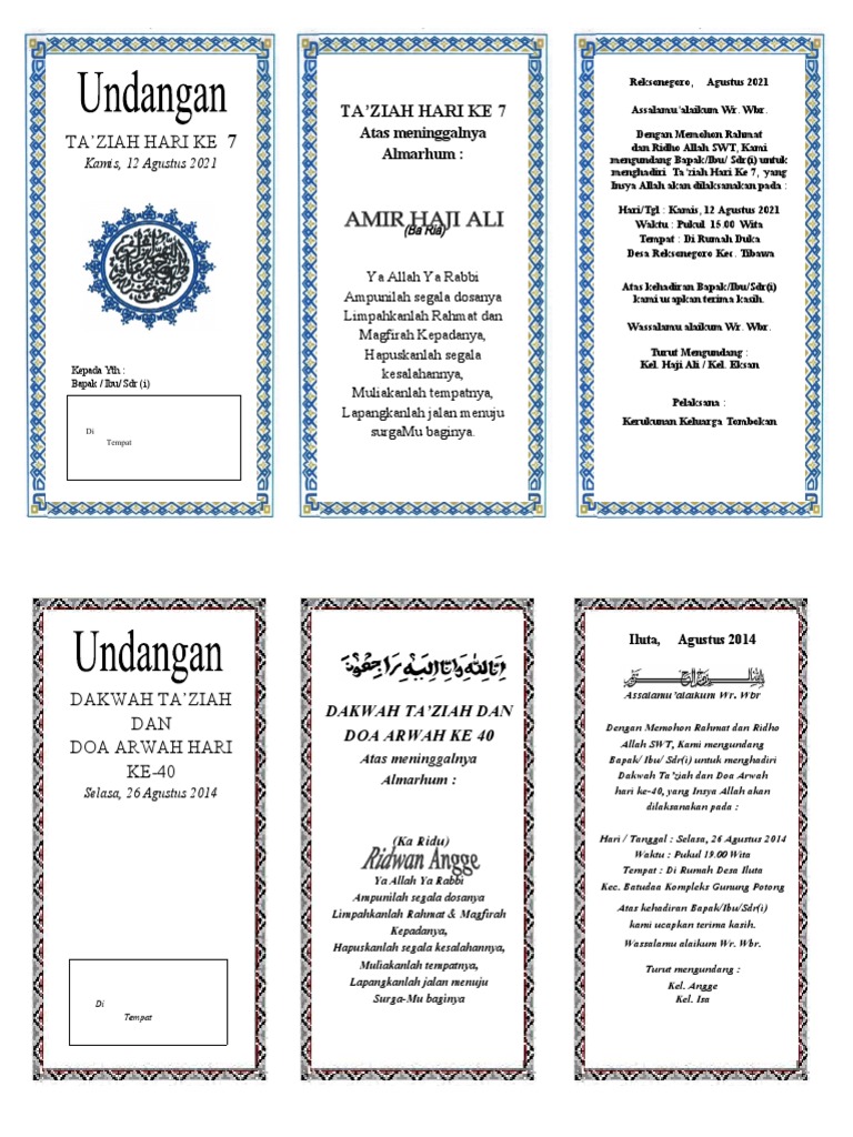 Undangan Ta'ziah 2 | PDF