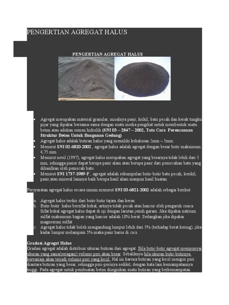 Pengertian Agregat Halus | PDF