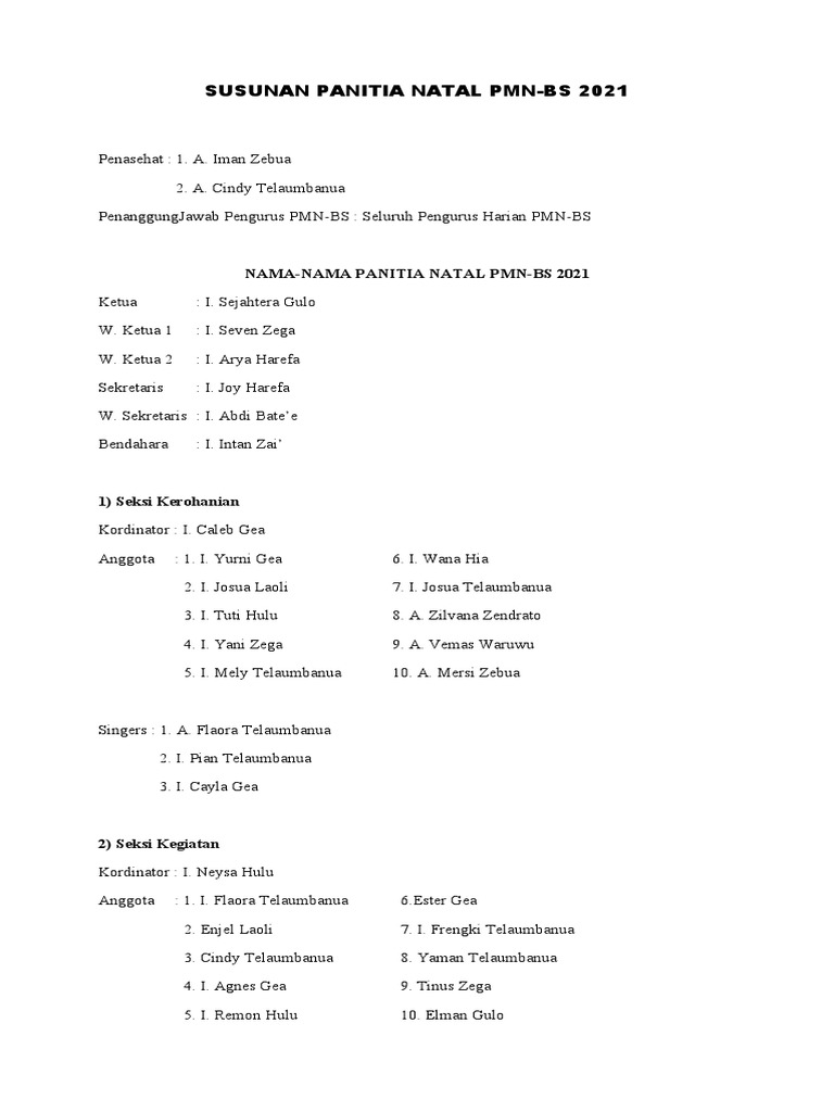 Susunan Panitia Natal Pmn Pdf 