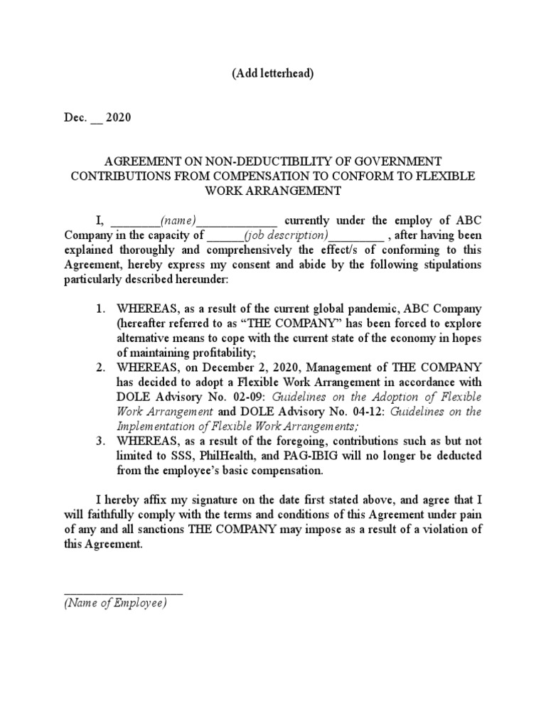 Waiver of Benefits Agreement | PDF