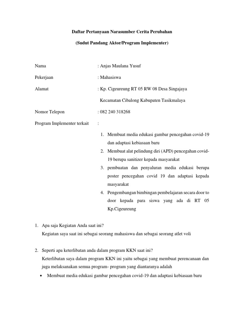 Cerita Perubahan Peserta KKN | PDF