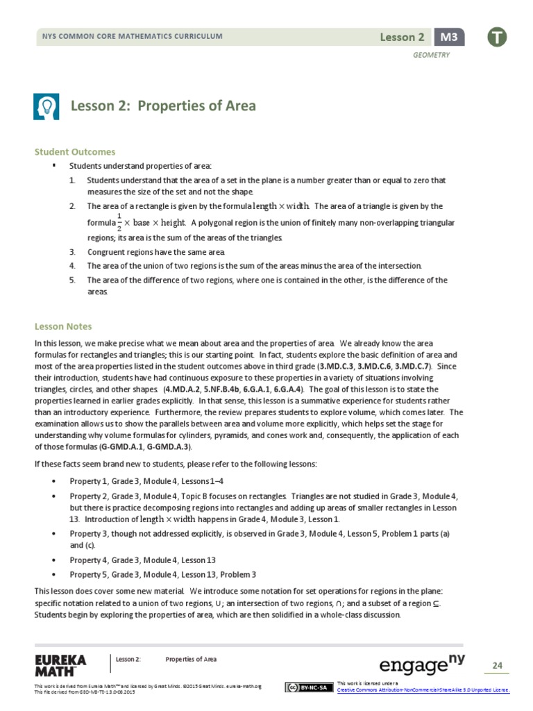 Geometry m3 Topic A Lesson 2 Teacher | PDF | Area | Triangle