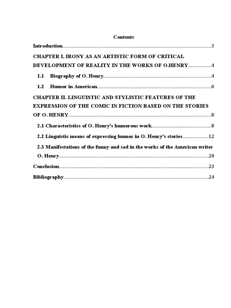 Humor in O.henry's Stories | PDF | Irony | Humour