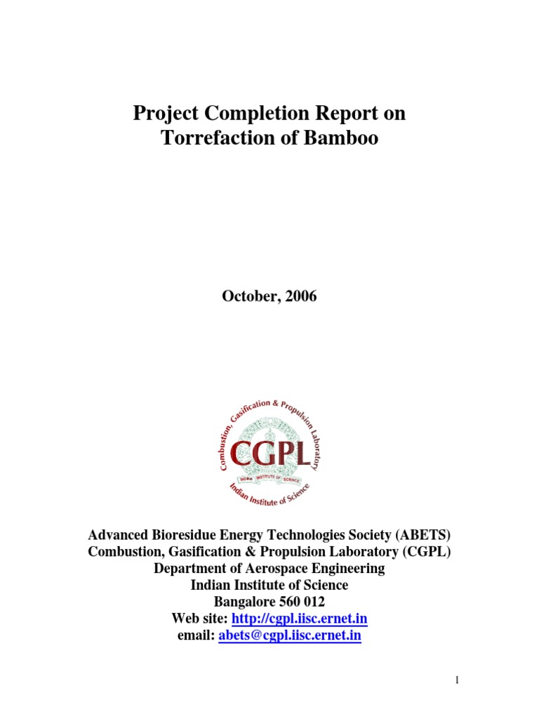Torrefaction of Bamboo Project Report | PDF | Biomass | Combustion
