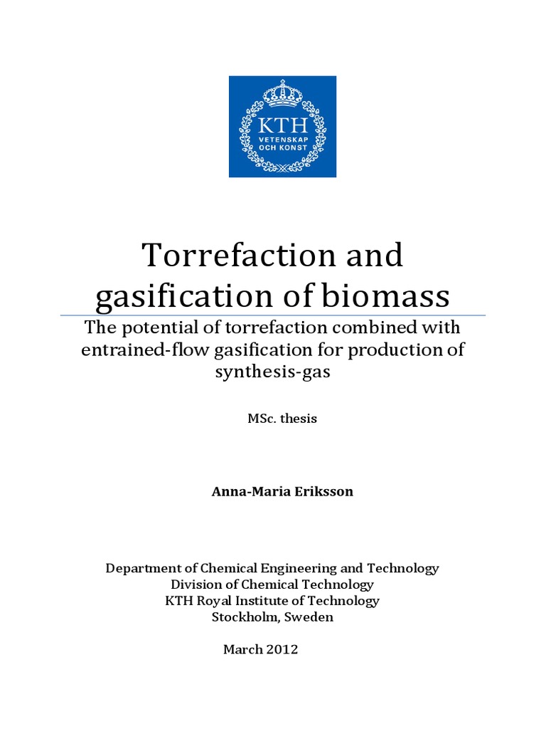 Torrefaction and Gasification of Biomasss | PDF | Gasification | Wood