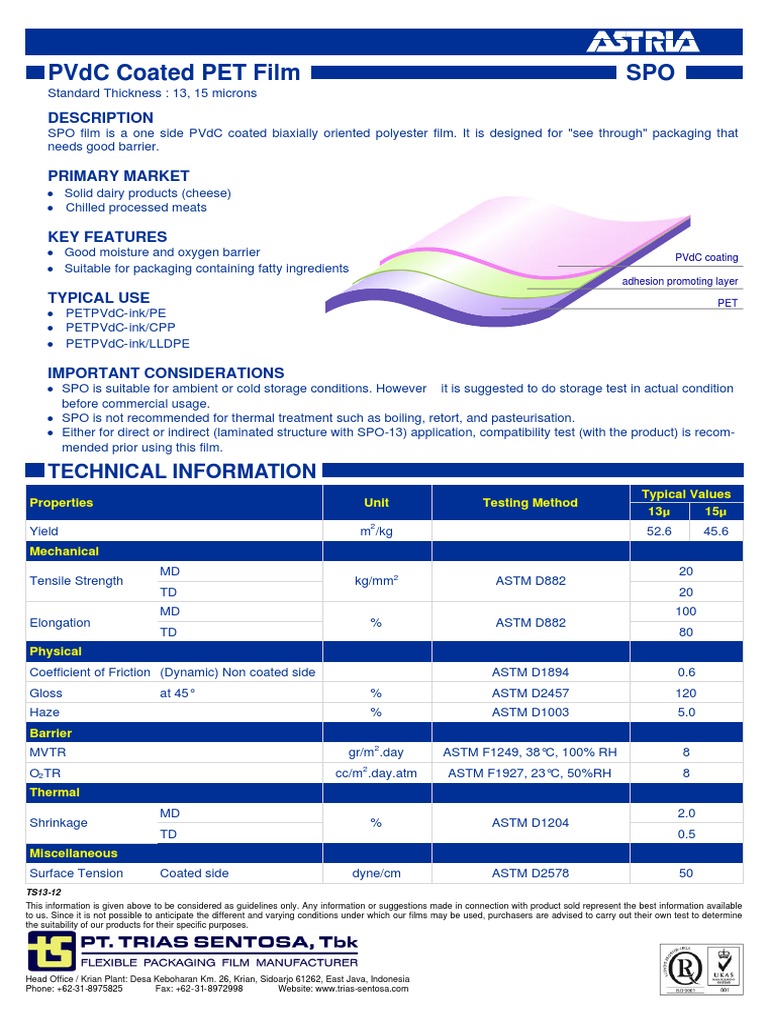 PVdC Coated PET Film Specifications | PDF | Building Engineering ...