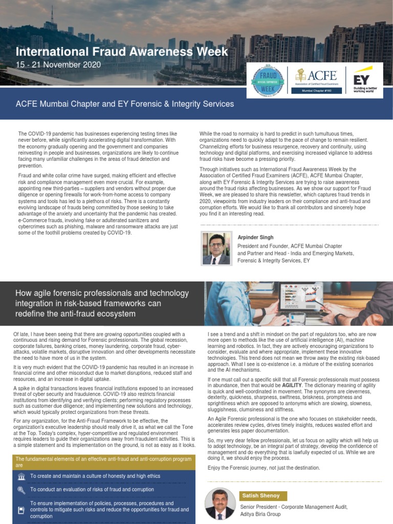 ACFE - EY Fraud Week 2020 Newsletter | PDF | Insurance | Underwriting