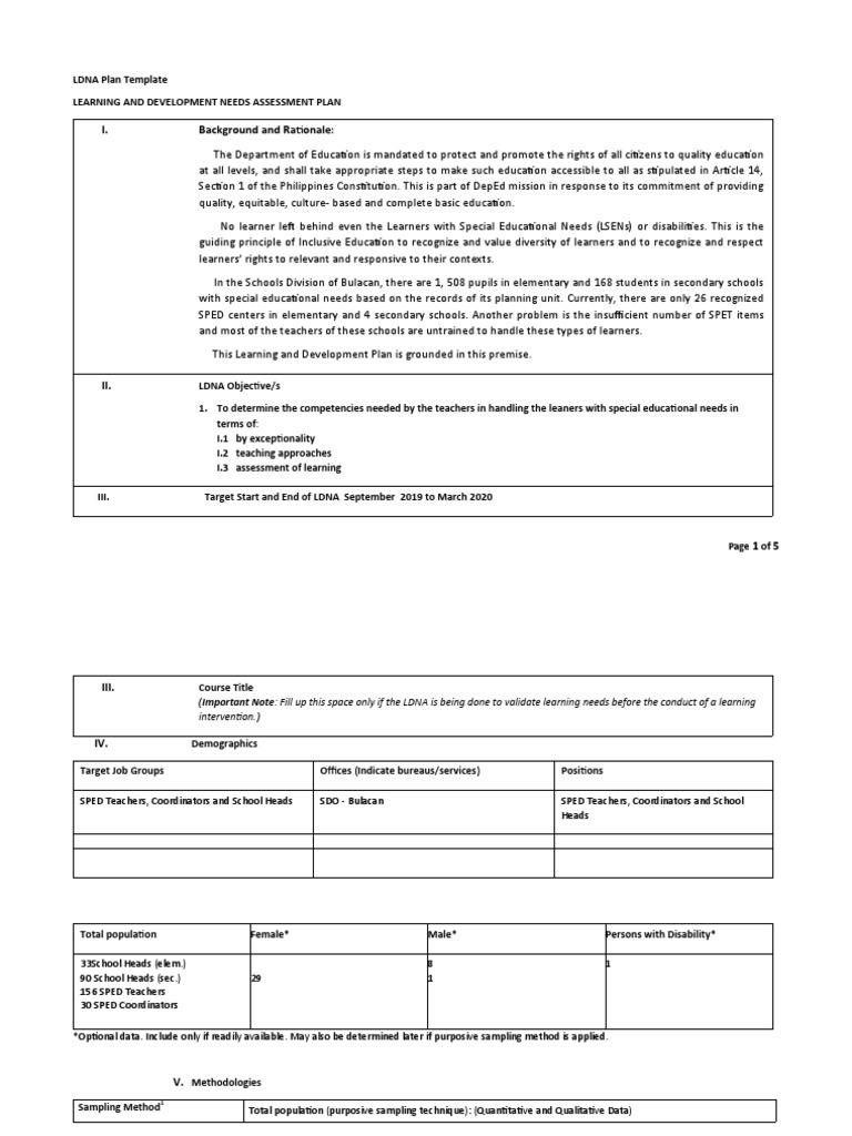 I. Background and Rationale | PDF | Sampling (Statistics) | Special ...