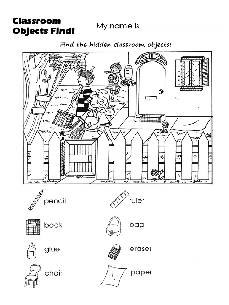 Classroom Objects Find!: My Name Is | PDF