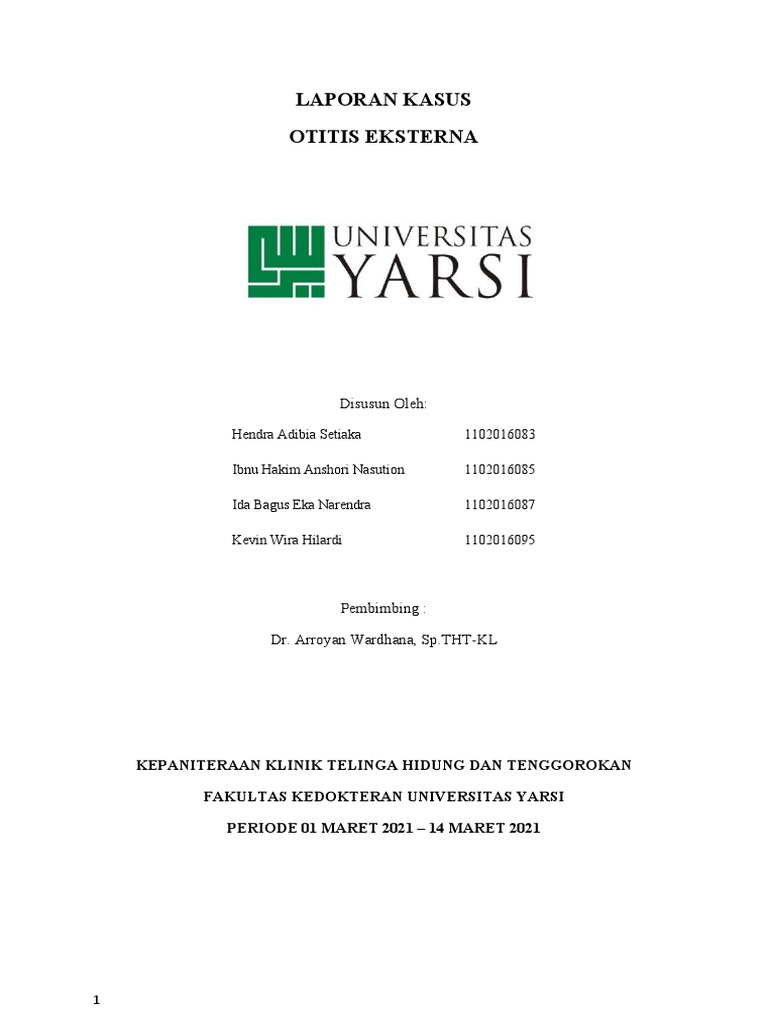 Lapkas Otitis Eksterna Kelompok 1 | PDF