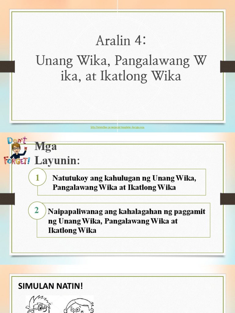 Aralin 2.1 - Unang Wika-Pangalawang Wika-Ikatlong Wika | PDF