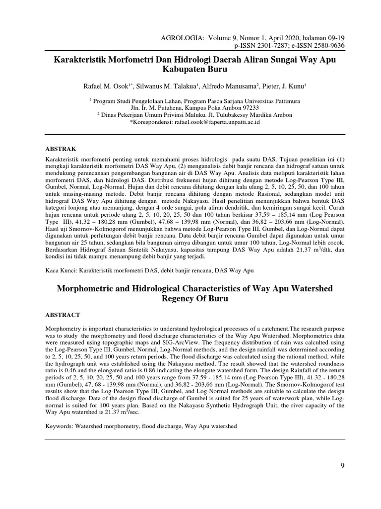 Morfometri dan Hidrologi DAS Way Apu | PDF | Teknologi & Rekayasa