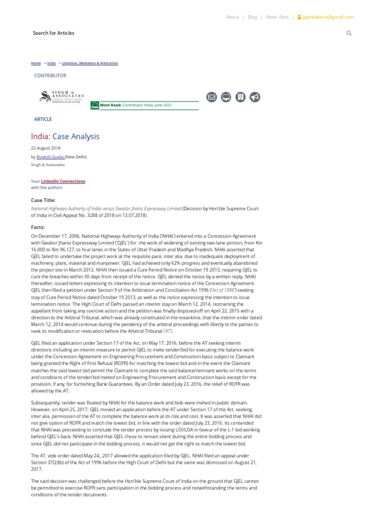 Case Analysis - Litigation, Mediation & Arbitration - India | PDF ...