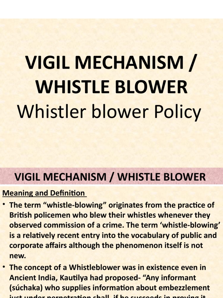 Vigil Mechanism / Whistle Blower | PDF | Whistleblower | Discovery (Law)